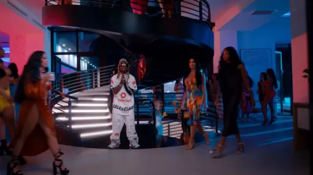 Balenciaga White Top League T-Shirt worn by Lil Wayne in Main One ...