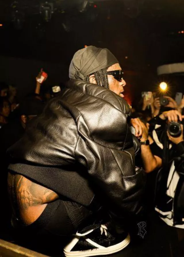 Rick Owens Black Fur Geobas­ket Sneak­ers worn by Lil Uzi Vert on his ...