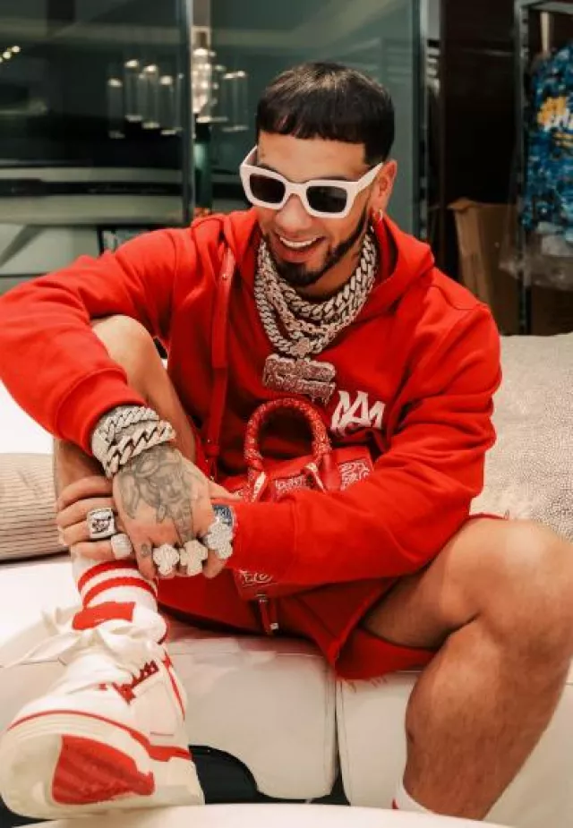 Amiri White & Red MA 1 Sneakers worn by Anuel AA on his Instagram ...