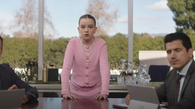 Zara Knit Skirt and Cardigan with Gold Buttons worn by Isaiah (Anna Mae Quinn) as seen in ...