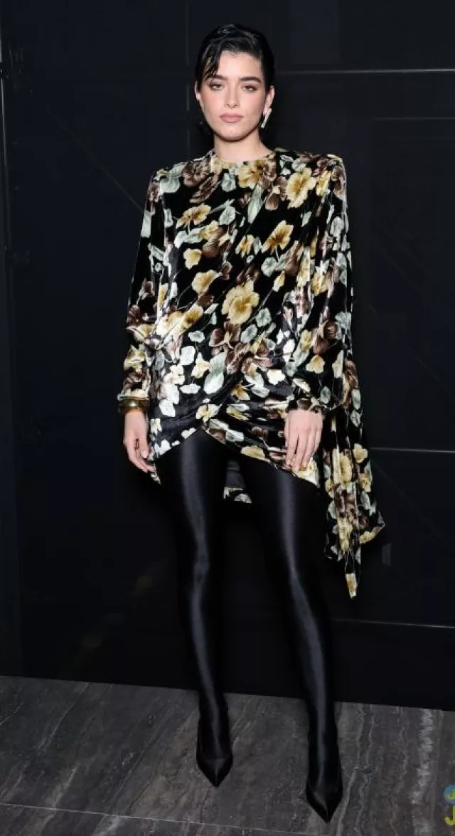 Saint Laurent Draped Dress in Floral Velvet worn by Dixie D’Amelio at ...