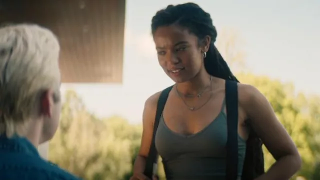 Bozzolo Wom­ens V-Neck Rib Ca­mi worn by Marie Moreau (Jaz Sinclair) as ...