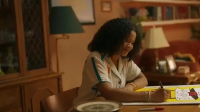 Uo Rowan Embroidered Souvenir Button-Down Top worn by Jill Scarlet ...