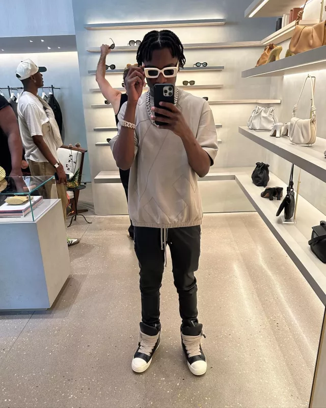 Rick Owens Black Leather Gary Pants worn by Lil Tjay on his Instagram ...