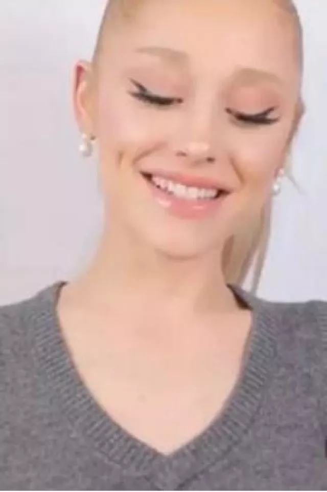 Fax Copy Express Ex­clu­sive Gray Vest worn by Ariana Grande on her ...