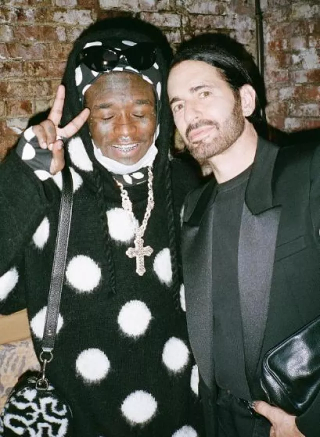 Marc Jacobs Black & White Logo Faux Fur Duffle Bag worn by Lil Uzi Vert ...