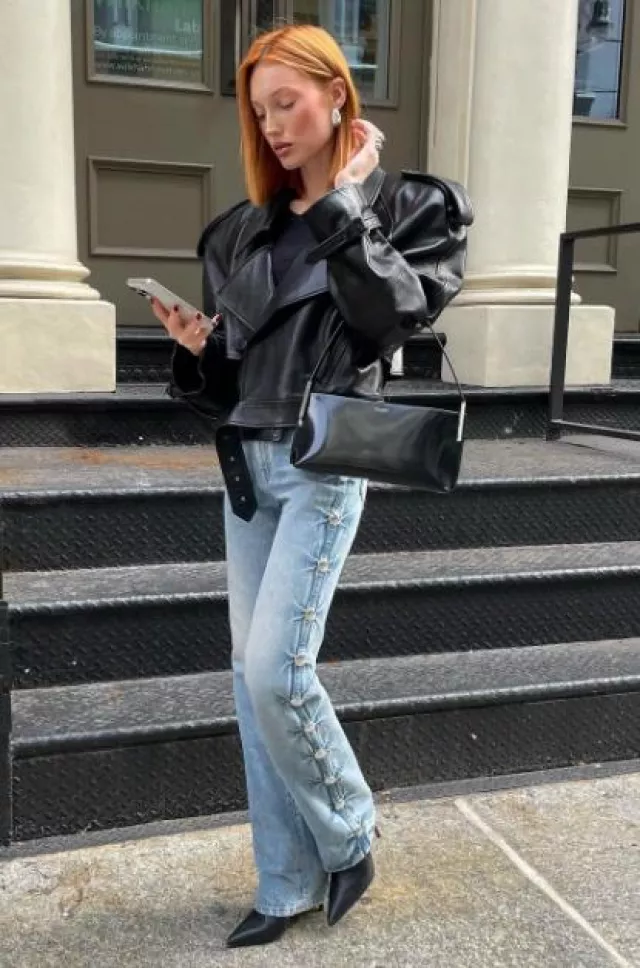 Khaite Danielle Studded High-Rise Straight-Leg Jeans worn by Meredith ...