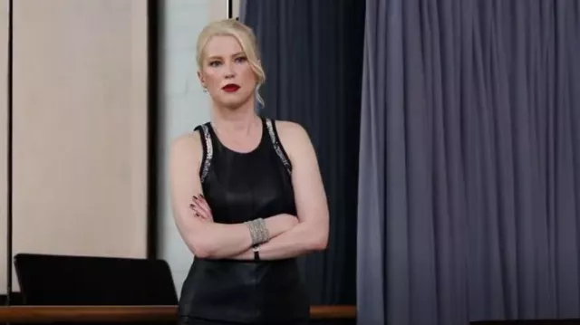 Helmut Lang Leather Top worn by Margot Murray (Emma Booth) as seen in ...