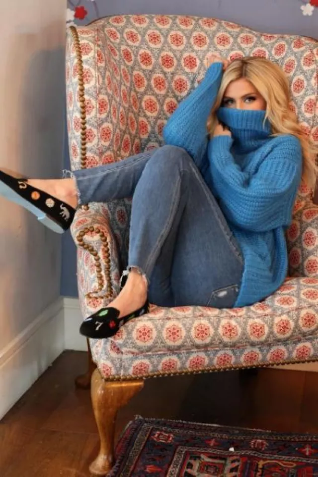 Nicky Hilton x French Sole Lucky Black Suede worn by Nicky Hilton ...