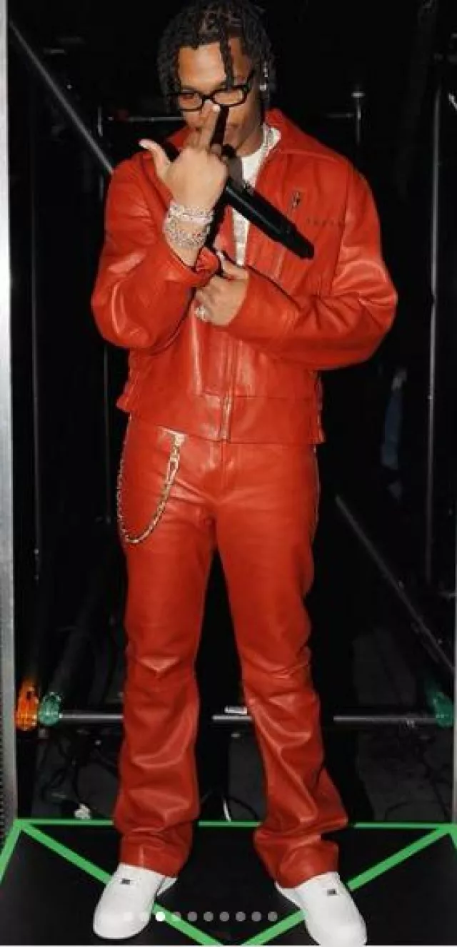 Enfants Riches Deprimes Red Leather 'Opium Den' Jacket worn by Lil Baby ...