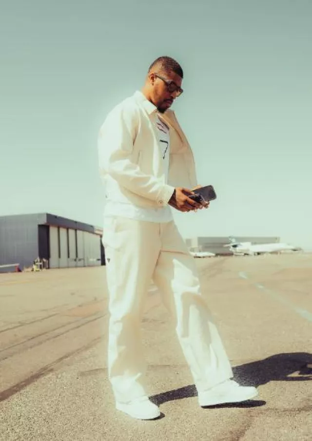 Prada Cream Straight Chambray Jeans worn by Presnel Kimpembe on the ...