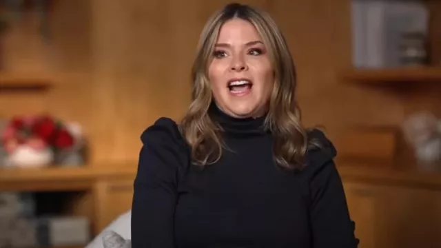 Veronica Beard Cedar Puff-Sleeve Turtleneck Top worn by Jenna Bush ...