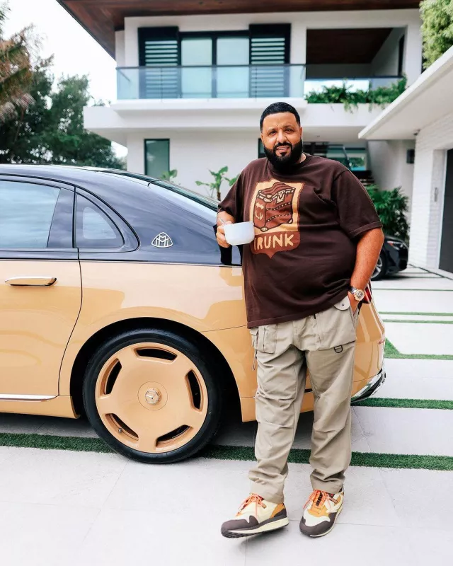 Louis Vuitton Brown Trunk Logo Knit T-Shirt worn by DJ Khaled on the ...