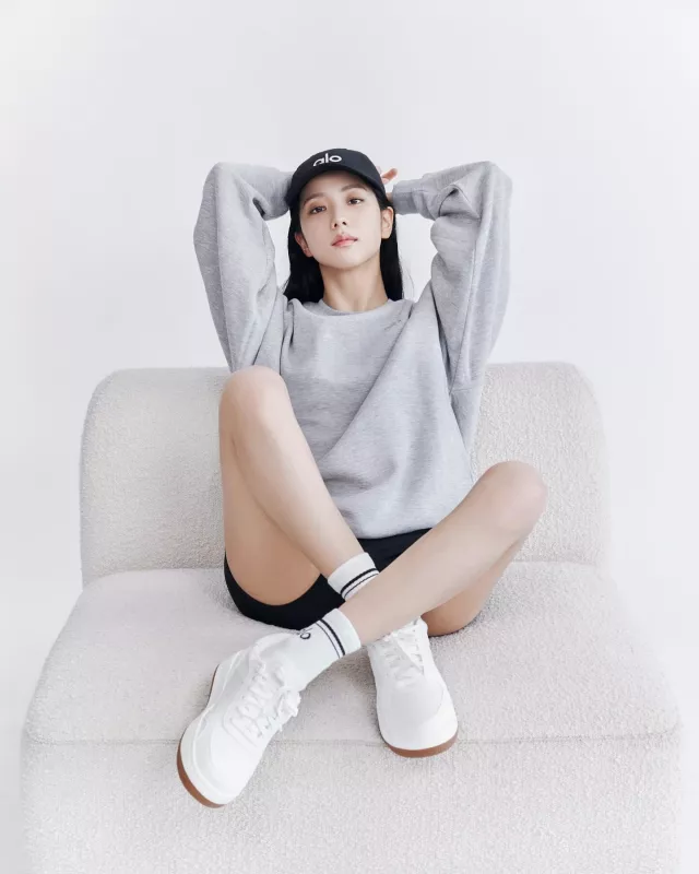 Alo Yoga x 01 Classic Sneakers worn by Jisoo at X Alo on January 17 ...