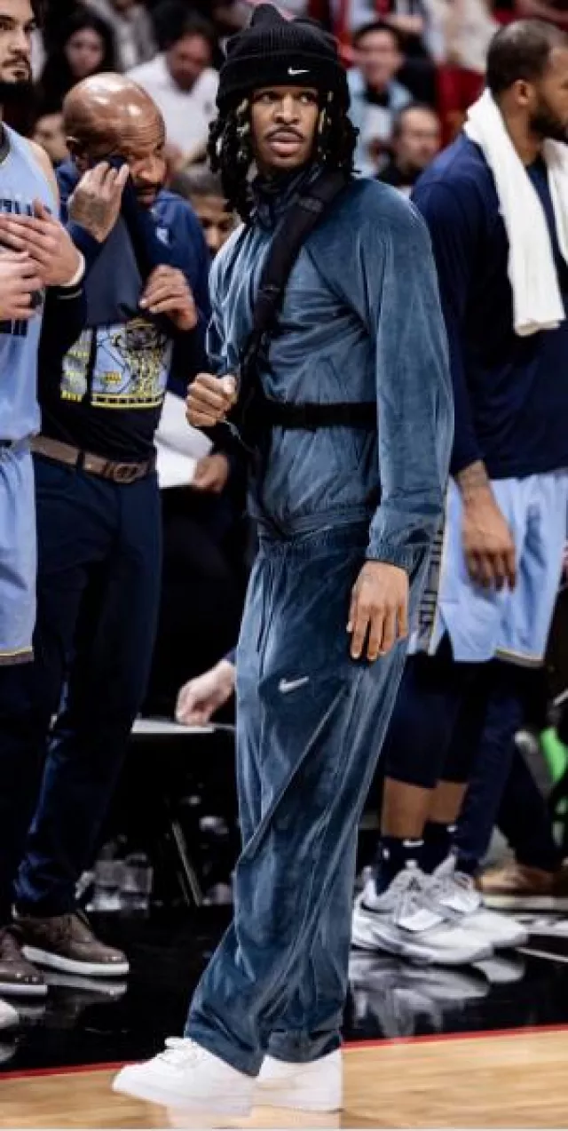 Nike x NOCTA Blue Velour Track Jacket worn by Temetrius Morant on the ...