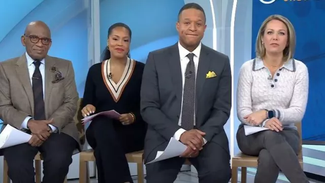 Anthropologie Collared Cable Sweater worn by Dylan Dreyer as seen in ...