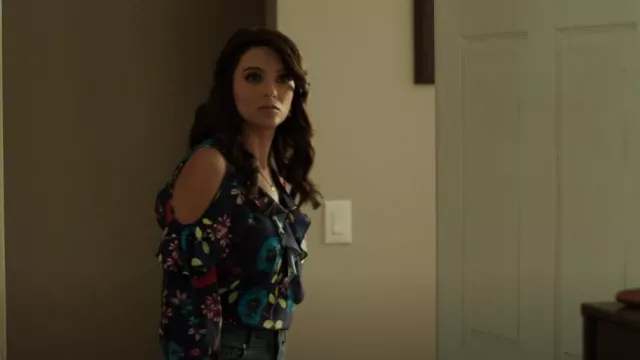 Parker Women's Blue Ruffle Cold Shoulder Blouse worn by Naz (Saba ...