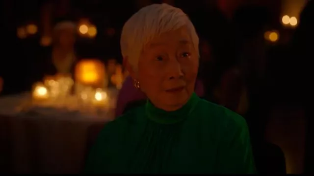 Tasseled Gathered Silk-Blend Satin Gown worn by Celia (Lisa Lu) as seen ...