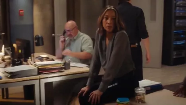 Club Monaco Popover Silk Shirt worn by Sarah Truong (Mayko Nguyen) as ...