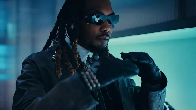 Prada Eyewear Black Sym­bole Sun­glass­es worn by Offset in Prada Dem ...