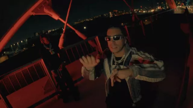 Louis Vuitton Sheer Monogram & Damier Stripe Track Jacket worn by Ryan ...