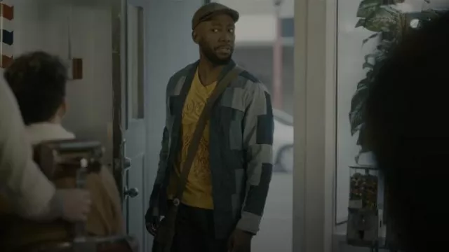 Naked And Famous Kimono Shirt Boro Patchwork Blue worn by Keef Knight ...