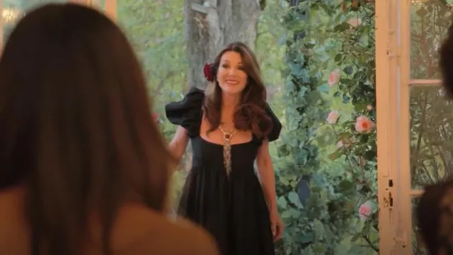 Azeeza Rory Puff Sleeve Dress in Black worn by Lisa Vanderpump as seen ...