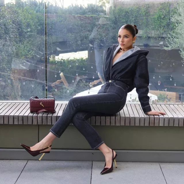 Bottega Veneta Mini Andiamo Cross-Body Bag worn by Olivia Culpo on her ...