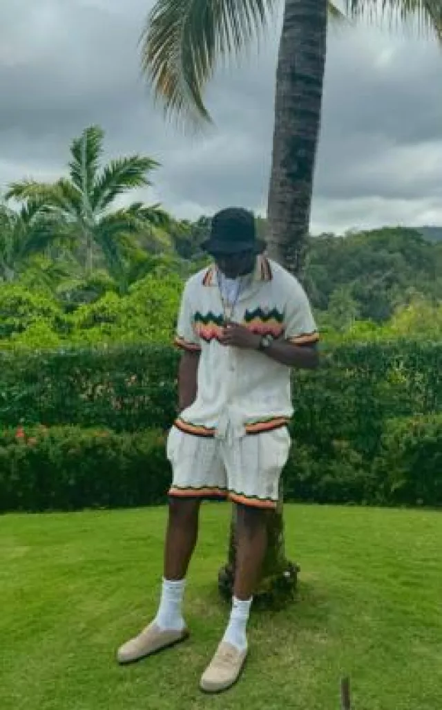 White & Multicolor Chevron Knit Shirt worn by Rob49 on the Instagram ...