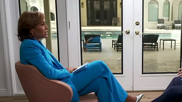 Alex Perry Landon Double-Breasted Crepe Blazer worn by Robin Roberts as ...