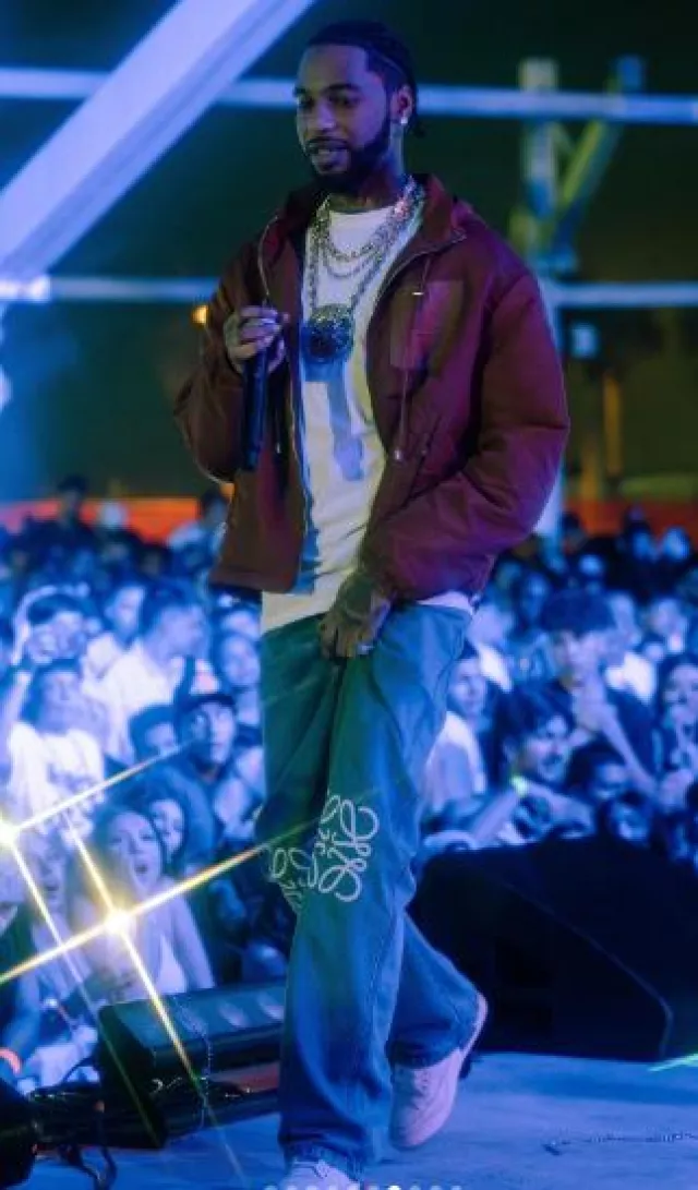 Loewe Blue Anagram Knee Jeans worn by Key Glock on the Instagram ...