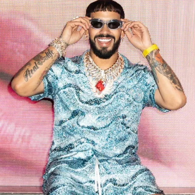 Bottega Veneta Blue Clear Cat-Eye Sunglasses worn by Anuel AA on the ...