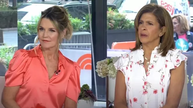 Cece Floral Ruffle Pintuck Blouse worn by Hoda Kotb as seen in Today on ...