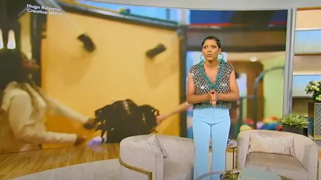 Alex perry Aldrich Crepe Flared Pants worn by Tamron Hall as seen in ...