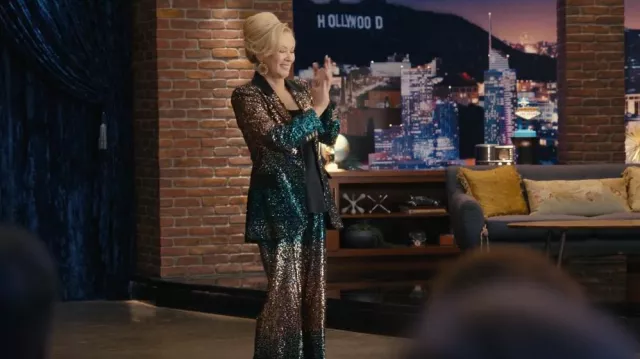 Elie Saab Se­quin Trousers worn by Deborah Vance (Jean Smart) as seen ...