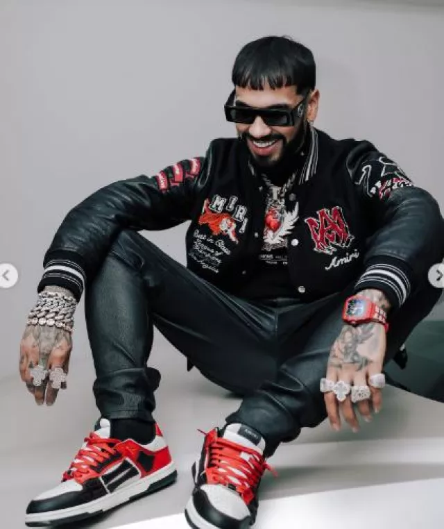 Amiri Black Red White Low 'Skel-Top' Sneakers worn by Anuel AA on the ...
