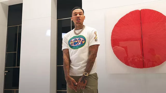 Louis Vuitton White Flaming Baseball T Shirt worn by Fredo in Fredo ...