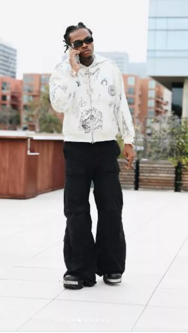 Balenciaga Black Leather & Metal Plate 'Bulldozer' Boots worn by Gunna ...