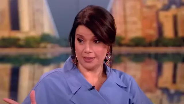 Oscar de la Renta Crystal Heart Drop Earrings worn by Ana Navarro as ...