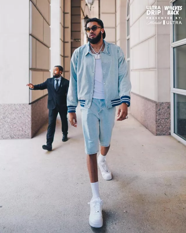 Nahmias Light Blue Miracle Academy Denim Bomber Jacket worn by Karl ...