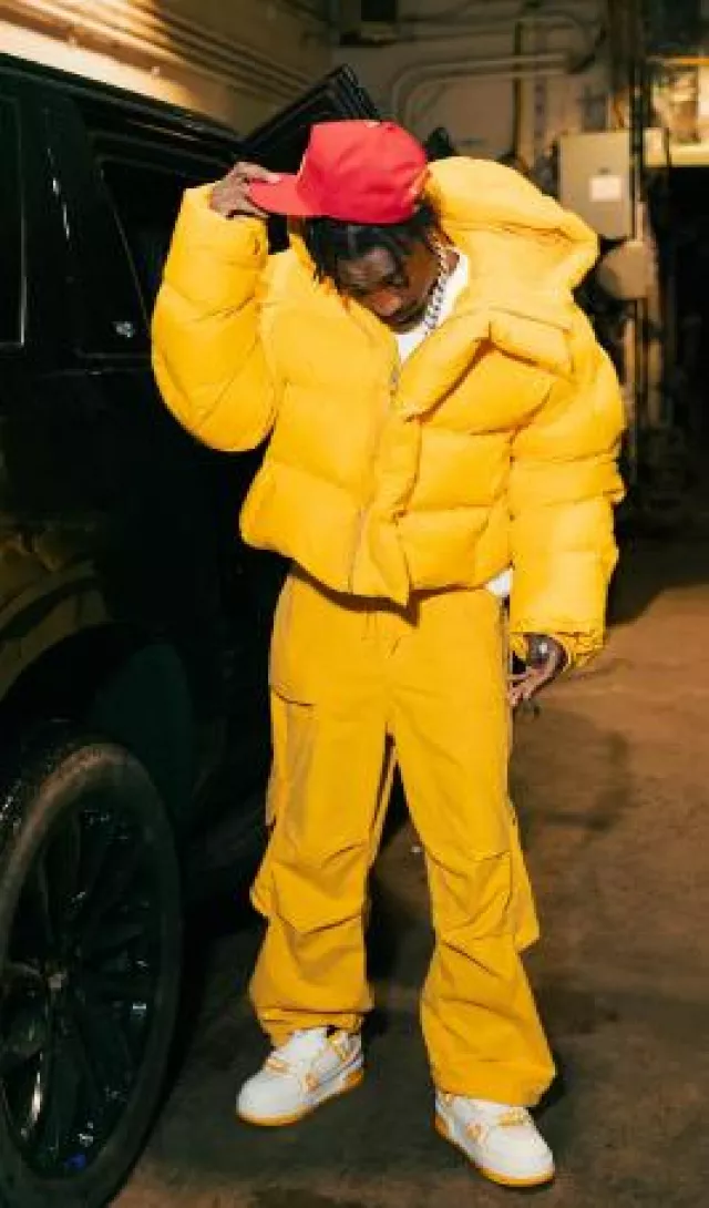 Entire Studios Citrine Yellow 'MML' Puffer Jacket worn by Lil Tjay on ...