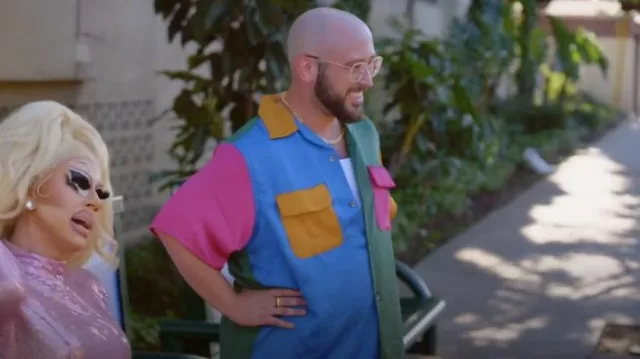 Needles S/S Classic Shirt Poly Sateen Multi Vivid worn by David Silver as seen in Trixie Motel ...