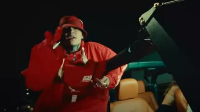 Kith x Columbia Red 'Bagwell' Bucket Hat worn by Blessd in BLESSD ...