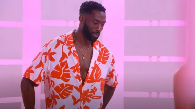 Fashion Nova Malibu Sunset Short Sleeve Button Up Orange worn by Kaz ...