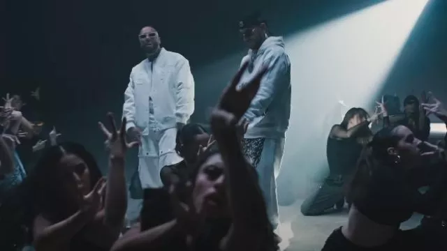 Off-White White Leather Natlover Varsity Jacket worn by Nicky Jam in ...