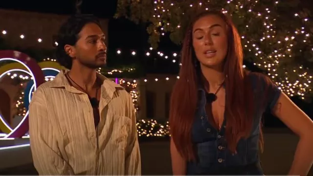 Bershka Denim Mini Dress worn by Patsy Field as seen in Love Island ...