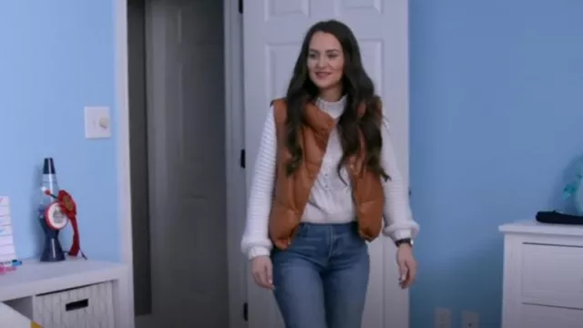 Three Cords Boutique Camel Leather Puffy Vest worn by Leah Messer as ...