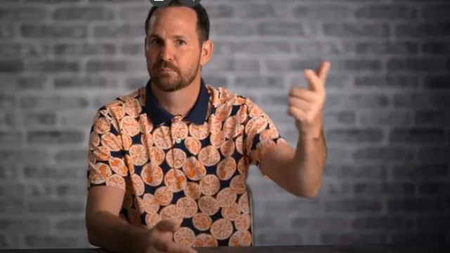 Goodfellow & Co Standard Short Sleeve Polo Shirt Oranges worn by Sean Patrick Bryan as seen in ...