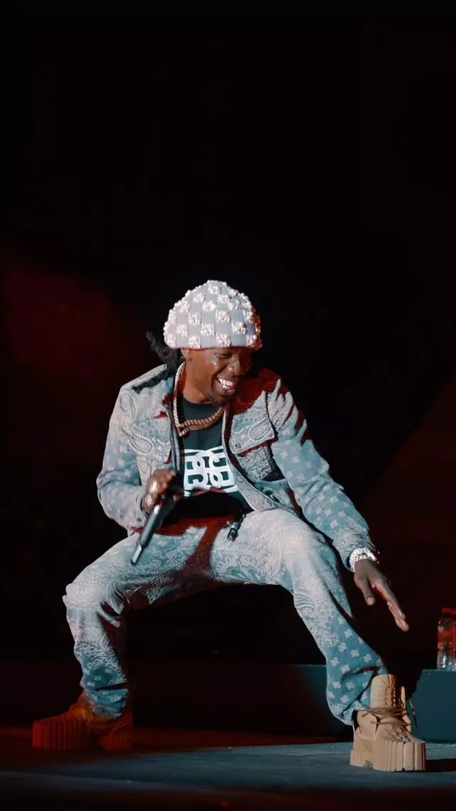 Amiri Crafted Indigo Allover Bandana Denim Jacket worn by Gazo on the ...