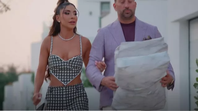 Area Embellished Checked Crop Top worn by Taleen Marie as seen in The ...